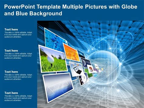 powerpoint template multiple pictures with globe and blue background