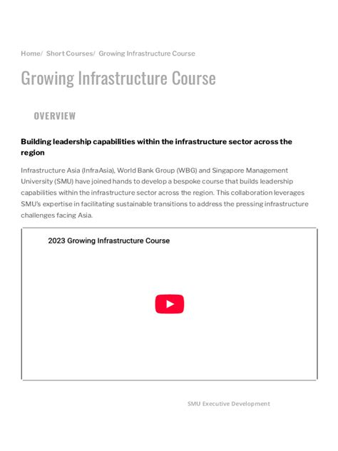 Growing Infrastructure Course Smu Executive Development Pdf