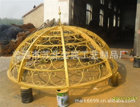 苏北工程别墅铁艺凉亭 法式景观花园圆顶 廊架造景钢构穹顶廊架 阿里巴巴