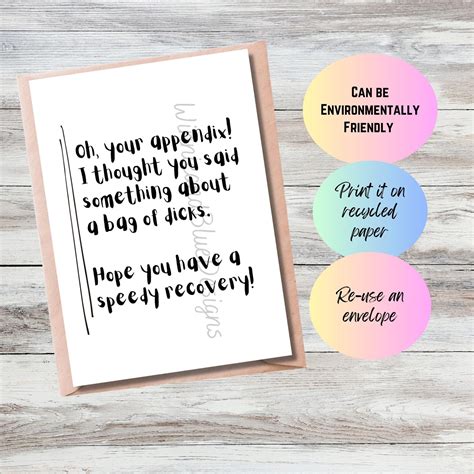 Funny Appendix Surgery Get Well Card Digital Download Etsy