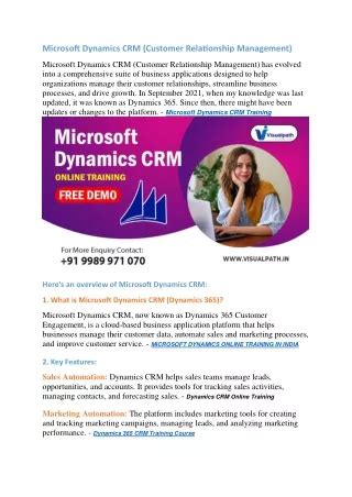 PPT Microsoft Dynamics CRM Training Dynamics CRM Training Course PowerPoint Presentation