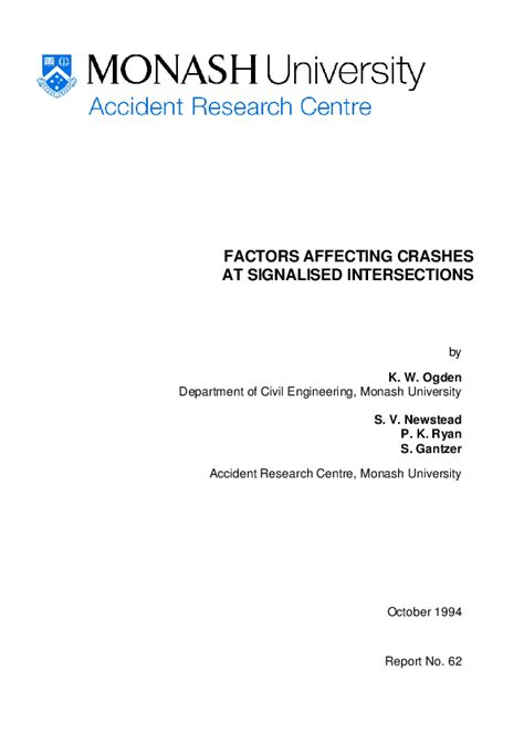 Pdf Factors Affecting Crashes At Signalised Intersections