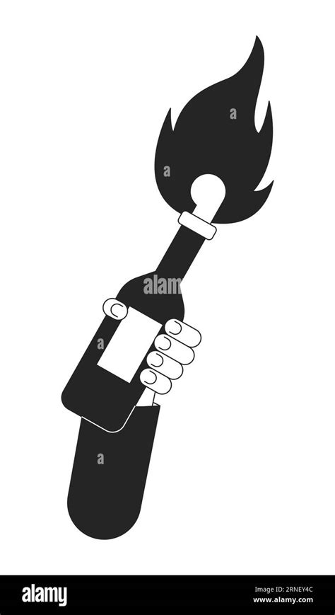 Molotov Cocktail Flat Monochrome Isolated Vector Hand Stock Vector