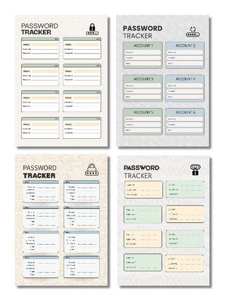Password Tracker Editable Canva Template