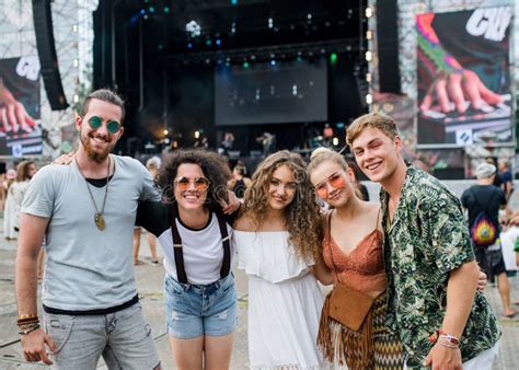 Group Of Young Friends At Summer Festival Stock Image Image Of Event