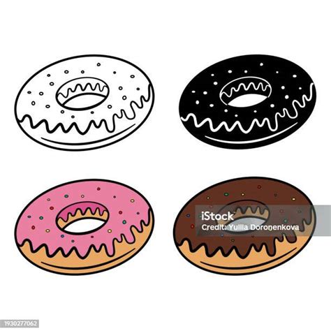달콤한 벡터 도넛 세트입니다 분홍색과 초콜릿 도넛의 그림입니다 흑백 아이콘 초콜릿 도넛에 대한 스톡 벡터 아트 및 기타 이미지 초콜릿 도넛 달콤한 음식 도넛 Istock