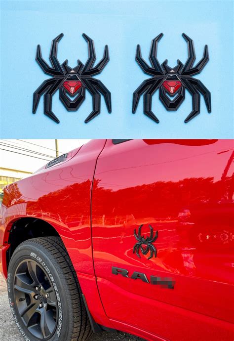 2 X Red Black Spider Emblem Fit F 150 Silverado Sierra Ram Black Widow