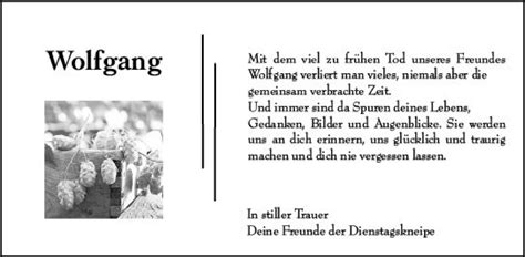 Traueranzeigen Von Wolfgang Baum Vrm Trauerde