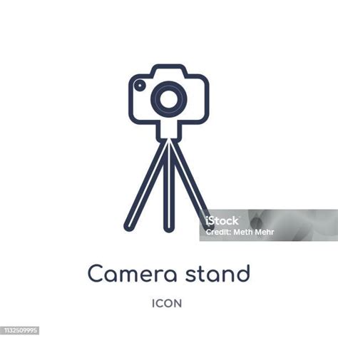 전자 물건 채우기 개요 컬렉션에서 선형 카메라 스탠드 아이콘입니다 얇은 라인 카메라 스탠드 벡터 흰색 배경에 고립 카메라 스탠드 유행 삽화 0명에 대한 스톡 벡터 아트 및