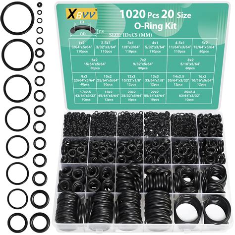 Xbvv 1020 Pcs O Ring Kit 20 Size Nitrile Rubber Oring Assortment Set For Car Auto Vehicle Repair