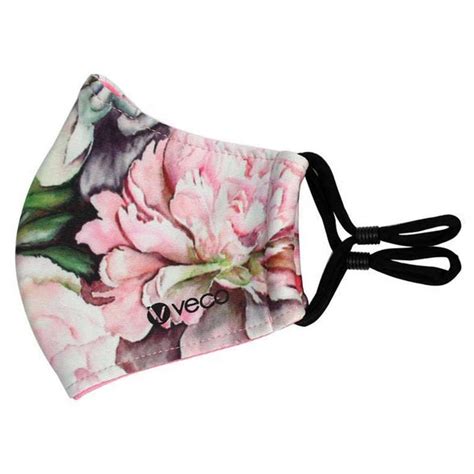 Washable Face Masks 3 Layer Antimicrobial Cloth Fabric Pink Peony