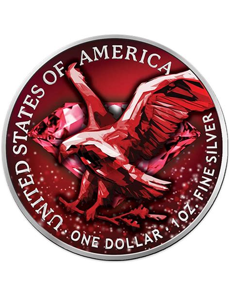 Ruby Precious Gems Eagle 1 Oz Silver Coin 1 Usa 2023