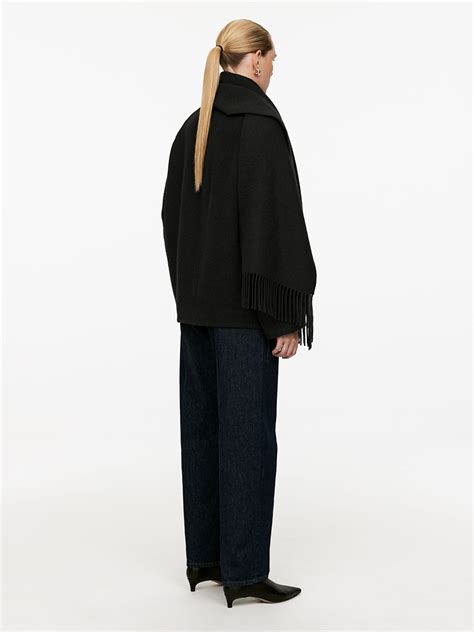 Fringe Scarf Jacket - Black - ARKET