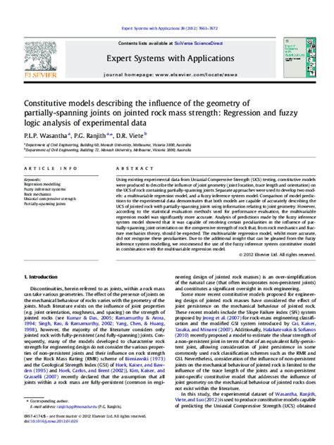 Pdf Joint Geometry Effects On Rock Strength Models