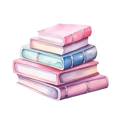 Pile Of Cute Watercolour Sweet Pastel Modern Closed Book Cartoon