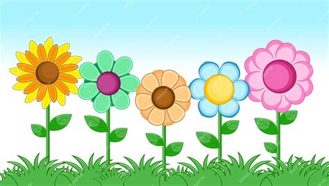 Premium Vector Different Types Of Flower In The Garden Colorful