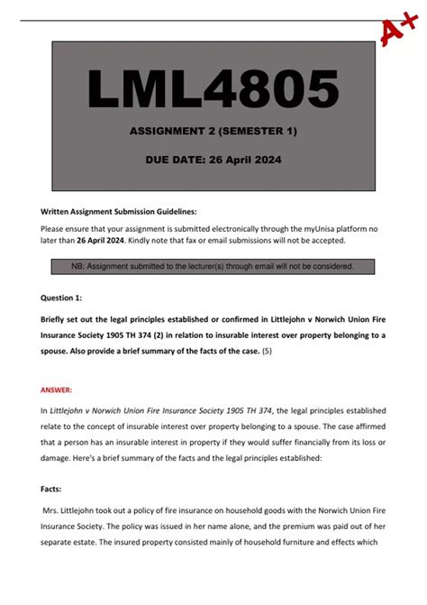 LML Assignment Detailed Answers Semester Due April LML Stuvia SA