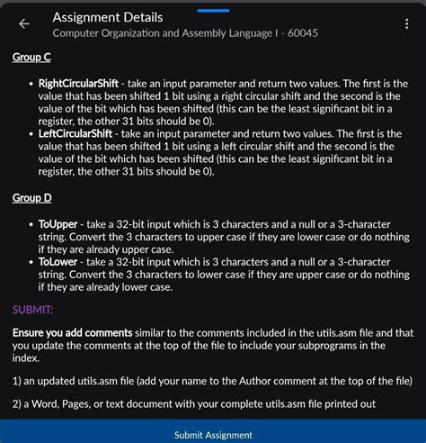 ← Assignment Details Computer Organization And