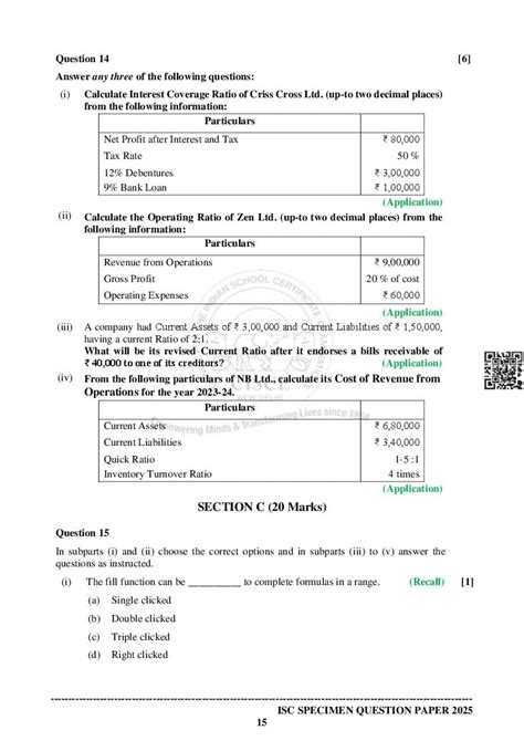 ISC Class Accounts Specimen Paper PDF