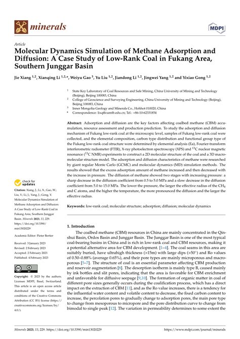 Pdf Molecular Dynamics Simulation Of Methane Adsorption And Diffusion