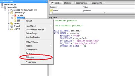 postgresql creación de base de datos visual