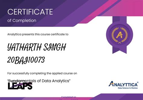 yatharth singh on linkedin dataanalytics certification