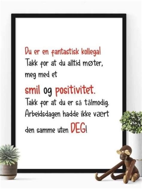 Plakat Til Kollega Med Koselig Tekst