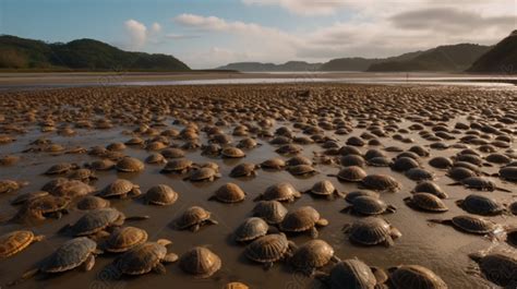 Multiple Turtles Standing In Shallow Water A Picturesque Background Turtle Backgrounds Water