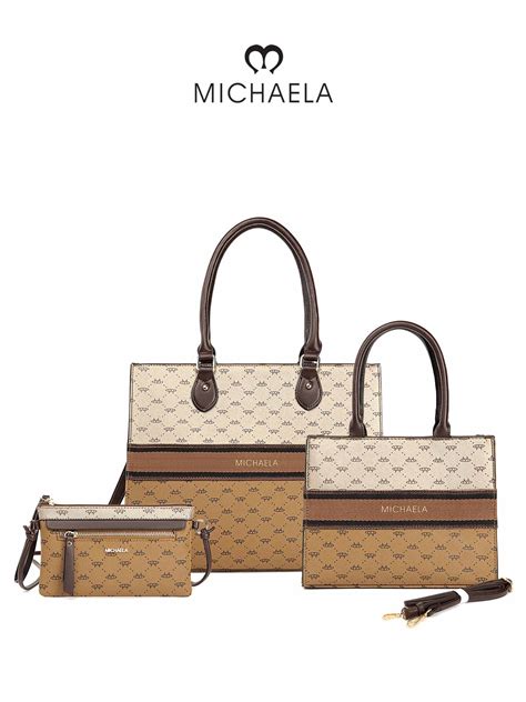Large Tote Bag Set Canvas Textured For Commute Travel Gym Michaela