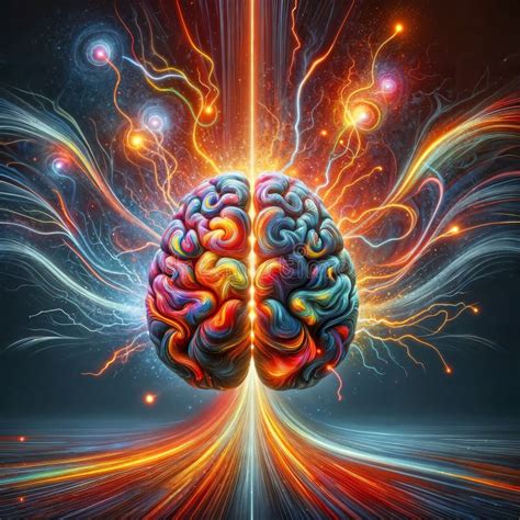 Colorful Illustration Of Human Brain With Glowing Energy Generative Ai Stock Illustration