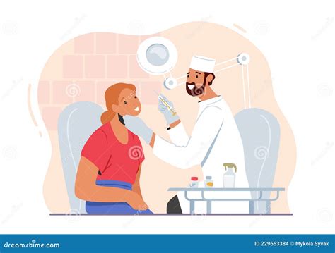 Female Character Applying Beauty Injection In Cosmetologist Cabinet