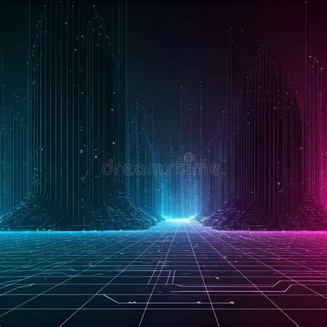 Futuristic Technology Backgrounds With Neon Lights And Digital Circuits Tech Designs Stock