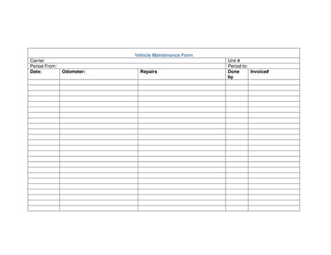 Free Printable Vehicle Maintenance Log