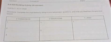 Section Schedule Date 0 2 Skill Building StudyX