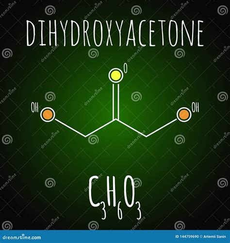 Dihydroxyacetone Molecule 3d Rendering Flat Molecular Structure With Chemical Formula And Atoms