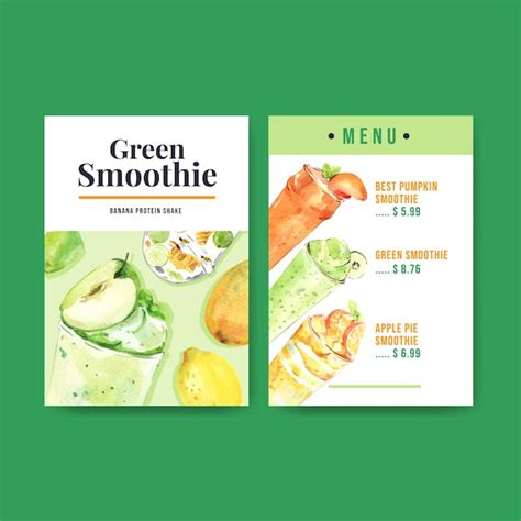 Free Vector Menu Template With Fruits Smoothies