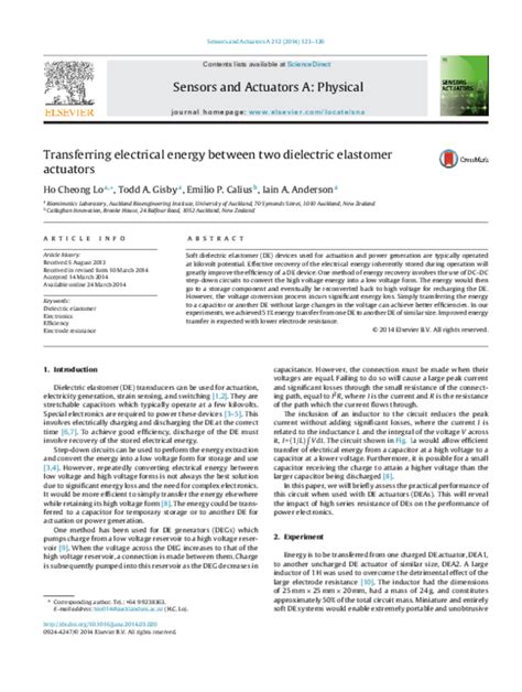 Pdf Transferring Electrical Energy Between Two Dielectric Elastomer Actuators