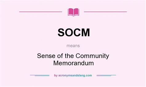 Socm Sense Of The Community Memorandum In Undefined By