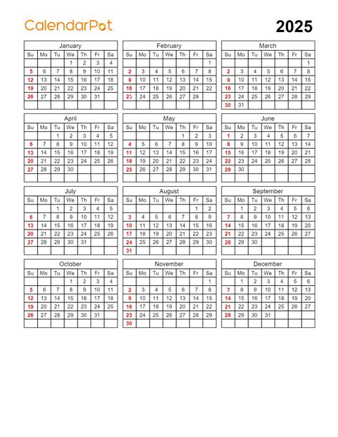 Yearly Calendar Templates 7