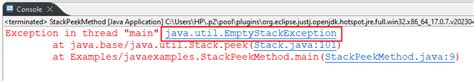 How To Use Stack Peek Method In Java