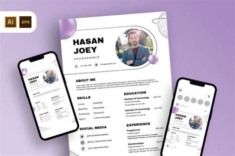 Programmer Resume Cv Set Template Graphic By Wealthwells · Creative Fabrica