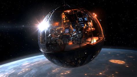 Astronauts In Futuristic Spacecraft Floating In Microgravity