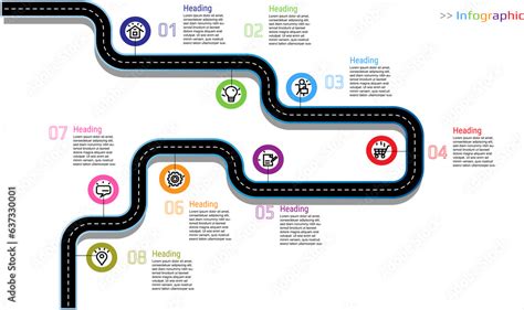 Infographic Roadmap Timeline Business Design Template Street Infographic Vector Illustration