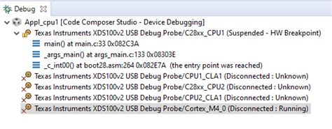 Ccstms320f28388d Cortexm4 Disconnected And Running Code Composer