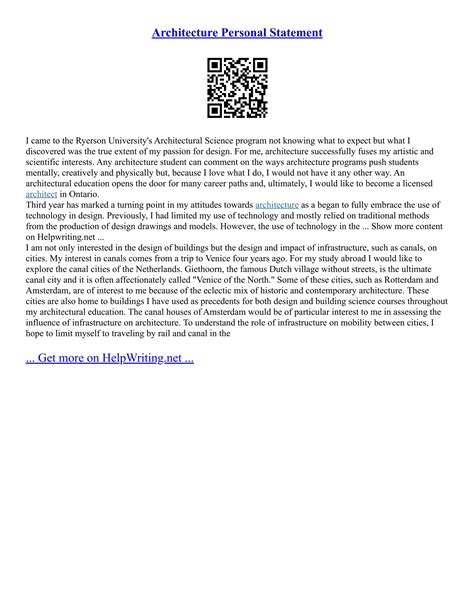 Architecture Personal Statement Pdf