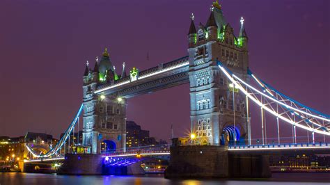 Tower Bridge Open At Night