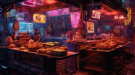 Premium Ai Image Cyberpunk Food