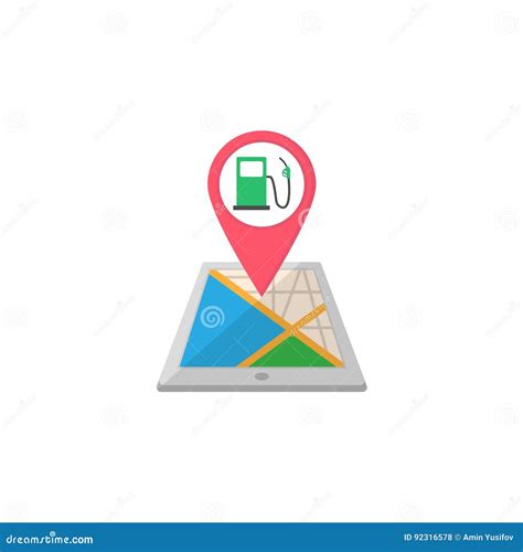 Gas Station Map Pointer Flat Icon Mobile Gps Stock Vector Illustration Of Guidance Label