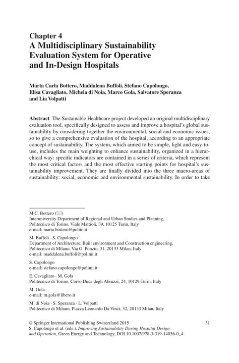 Pdf A Multidisciplinary Sustainability Evaluation System For