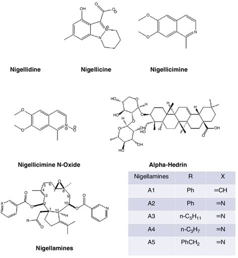 6 Chemical Structures Of Few Key Alkaloids Of Nigella Sativa Download Scientific Diagram